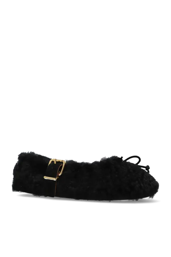 Marni Fur Ballerinas With Gold Buckle