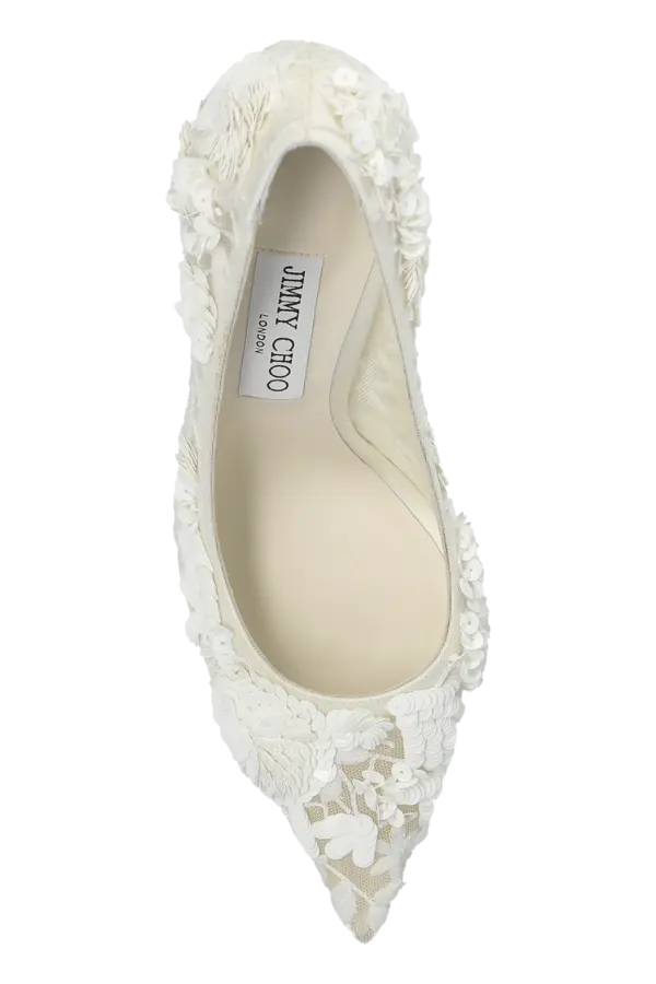 JIMMY CHOO Love 100 Floral Appliqué Stiletto Pumps