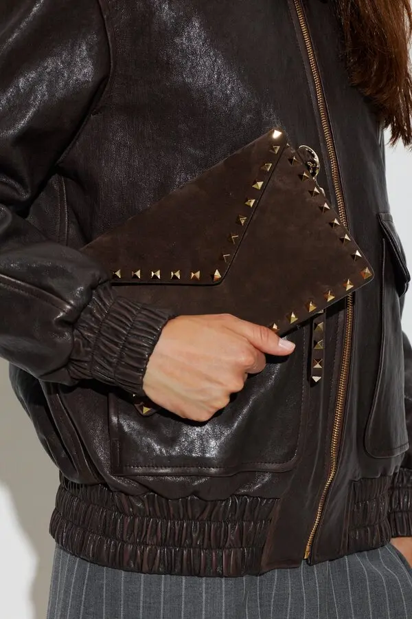 Valentino Garavani Leather Clutch With Studs