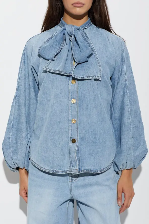 Zimmermann Denim Shirt With Decorative Neck Tie