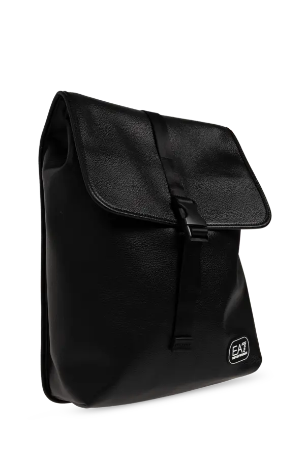 EA7 Leather Backpack With Logo Patch