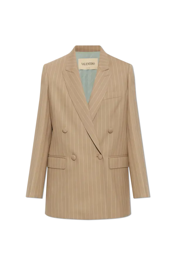 Valentino Garavani Double-breasted Pinstripe Blazer - Beige