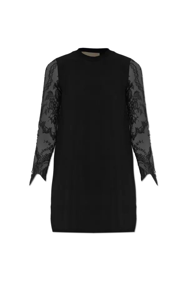 Valentino Garavani Dress With Lace Sleeves - Black