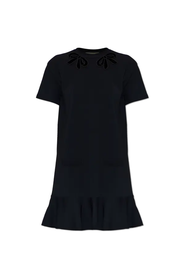Valentino Garavani Dress With Velvet Appliqués - Black