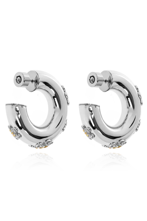 Marni Brass Hoop Earrings With Floral Motif