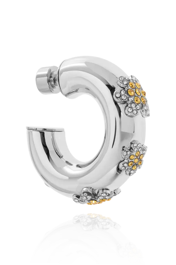 Marni Brass Hoop Earrings With Floral Motif