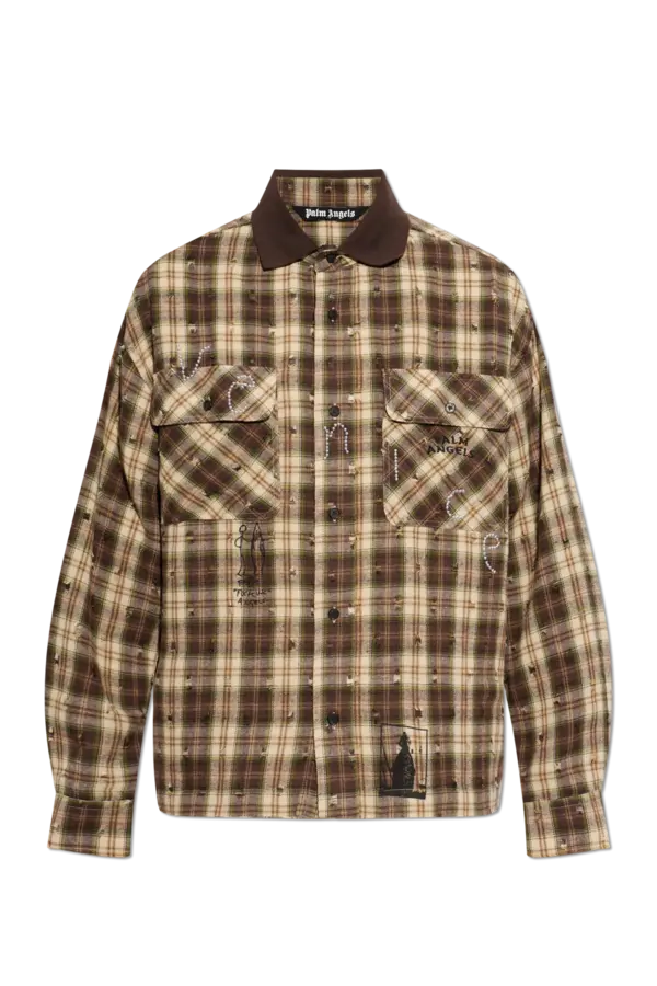 Palm Angels Checked Pattern Shirt - Brown