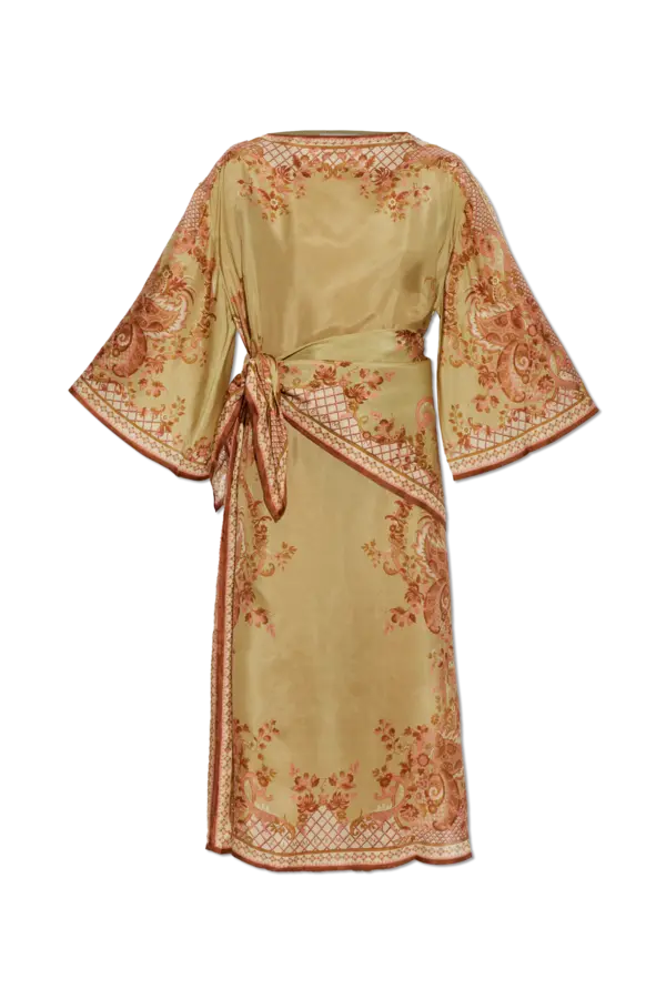 Zimmermann Silk Dress With Decorative Waist Tie - Green