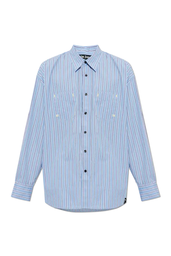 Palm Angels Shirt With Stripe Pattern - Blue