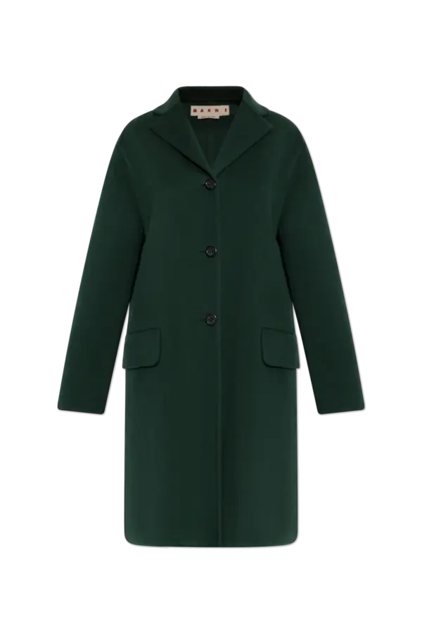 Marni Wool And Cashmere Coat With Notched Lapels - Green