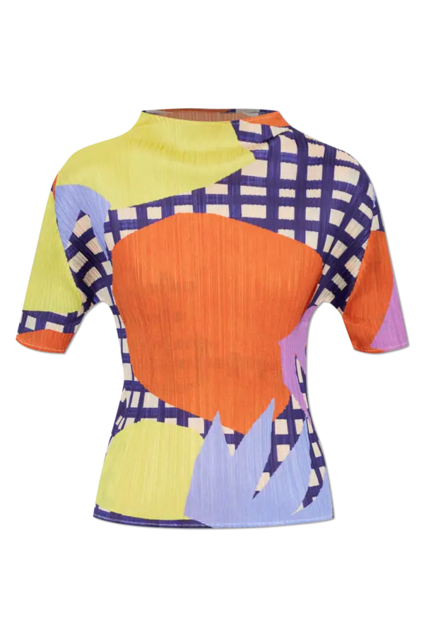 Issey Miyake Pleated Turtleneck Top