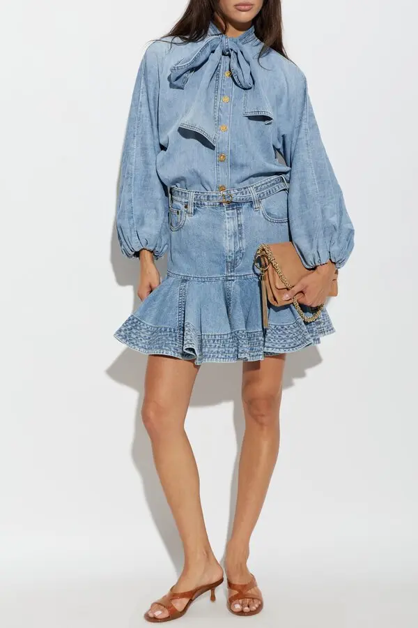 Zimmermann Denim Skirt With Belt