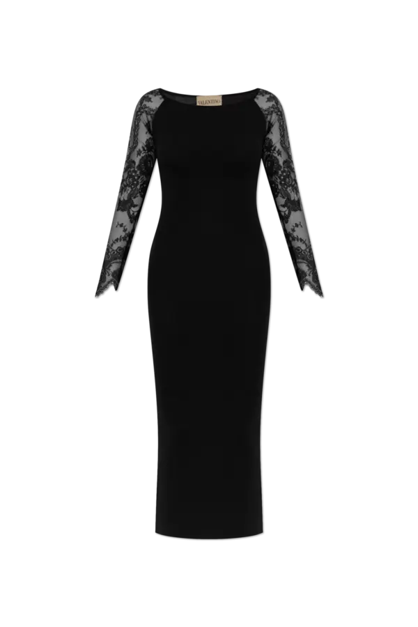 Valentino Garavani Lace Sleeve Pencil Dress - Black