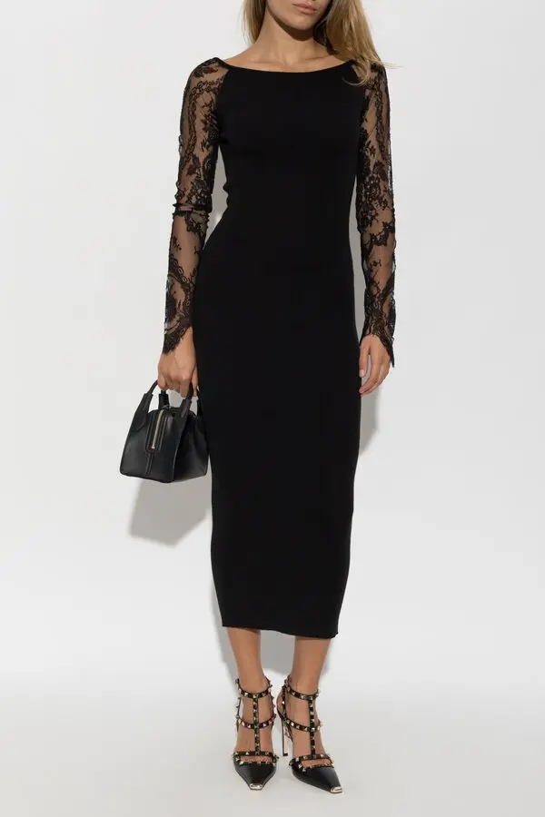 Valentino Garavani Lace Sleeve Pencil Dress