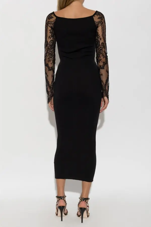 Valentino Garavani Lace Sleeve Pencil Dress
