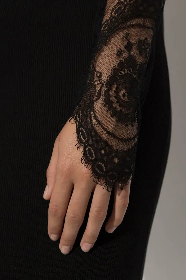 Valentino Garavani Lace Sleeve Pencil Dress