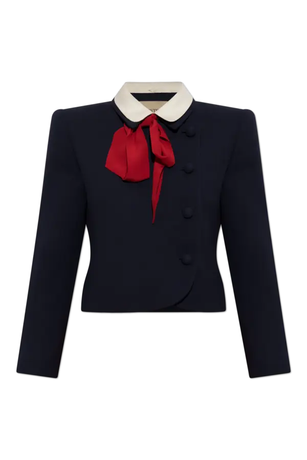 Valentino Garavani Cropped Wool Blazer With Contrasting Collar