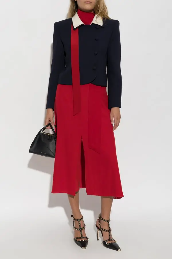 Valentino Garavani Cropped Wool Blazer With Contrasting Collar