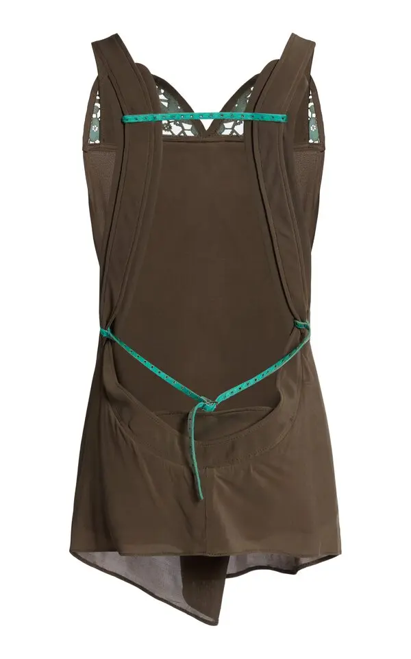 Christopher Esber Bac Lasercut Lace Jersey Leather Tank Top
