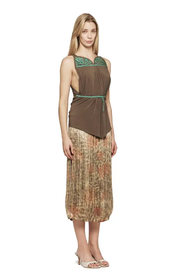 Christopher Esber Bac Lasercut Lace Jersey Leather Tank Top