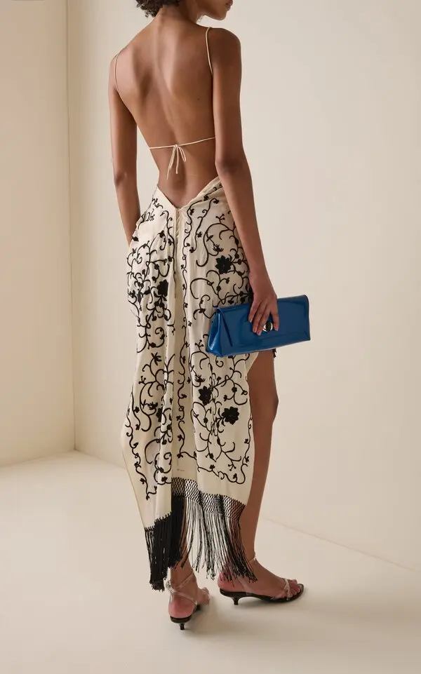 Christopher Esber Isla Embroidered Sarong Draped Midi Dress