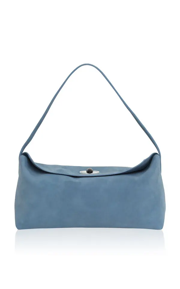 Christopher Esber Doba Quartz Turnlock Suede Shoulder Bag - Blue