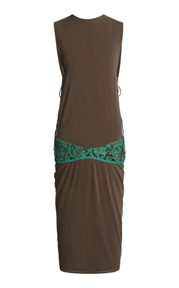 Christopher Esber Lasercut Laced Leather Tank Midi Dress
