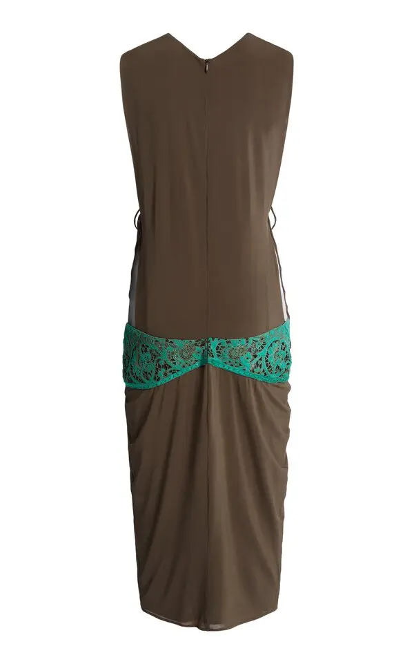 Christopher Esber Lasercut Laced Leather Tank Midi Dress