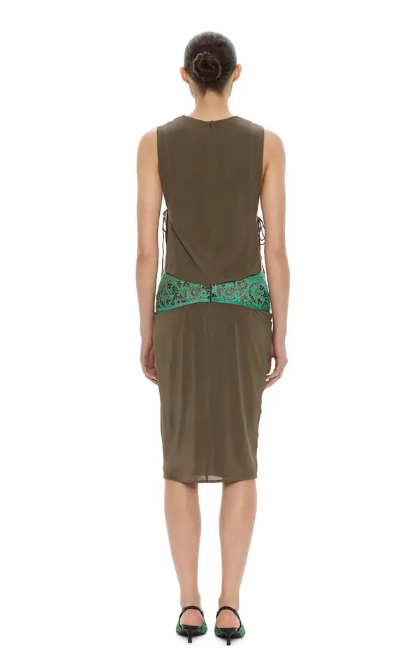 Christopher Esber Lasercut Laced Leather Tank Midi Dress