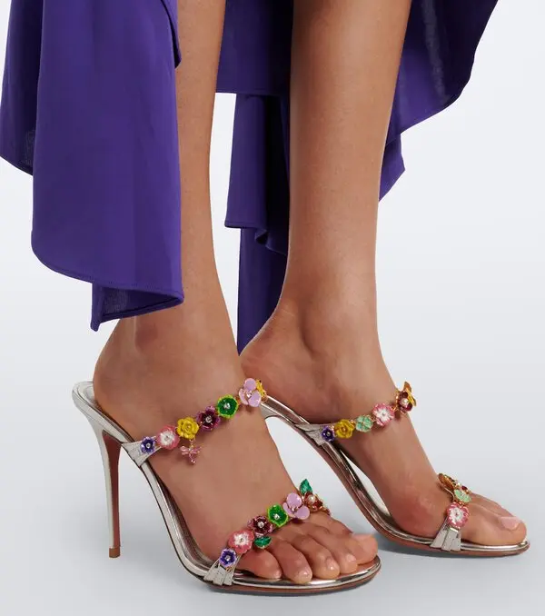 Amina Muaddi Vittoria Floral Embellished Sandals