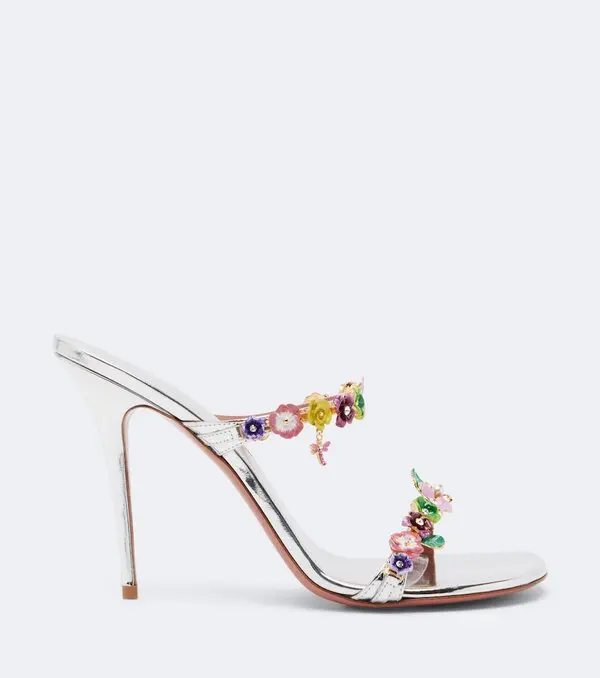 Amina Muaddi Vittoria Floral Embellished Sandals