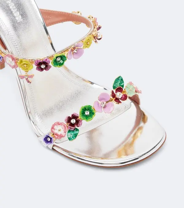 Amina Muaddi Vittoria Floral Embellished Sandals