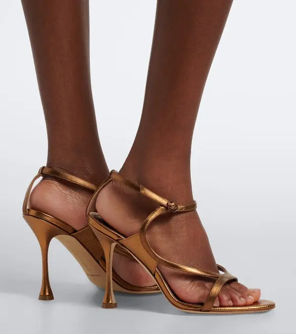 Manolo Blahnik Tibula Metallic Leather Sandals