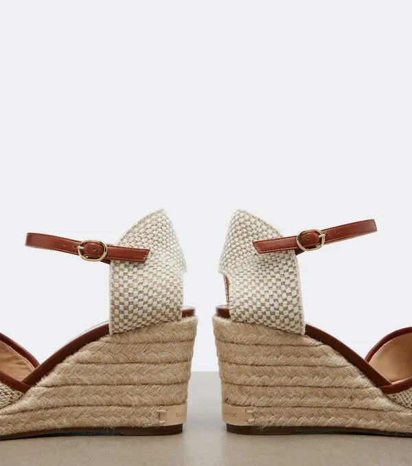 Manolo Blahnik Raffia-effect Espadrille Wedges