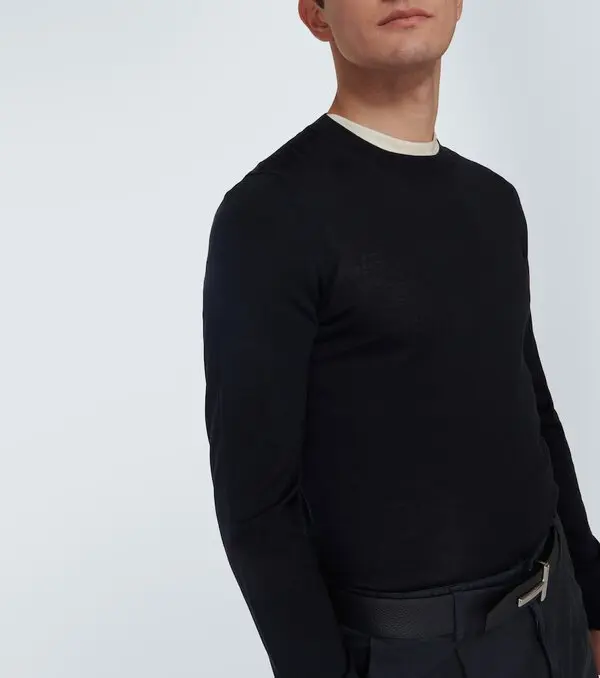 TOM FORD Crew Neck Wool Pullover - Blue