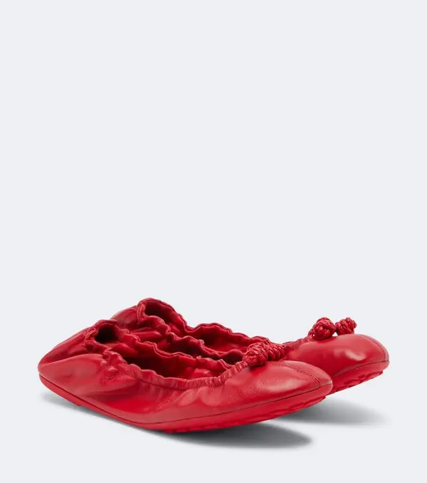 Bottega Veneta Fantasmina Leather Ballet Flats - Red