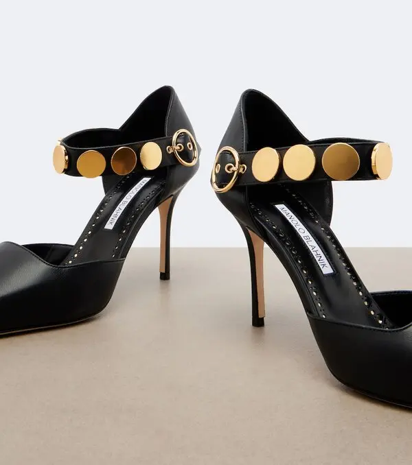 Manolo Blahnik Morgana Studded Leather Pumps