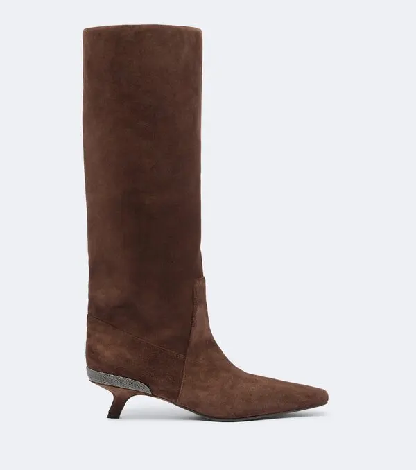 Brunello Cucinelli Monili Suede Knee-high Boots