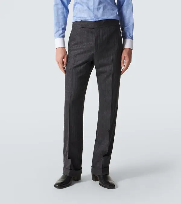 TOM FORD Herringbone Wool Suit Pants