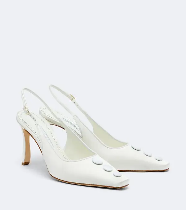 Manolo Blahnik Alexa Satin Slingback Pumps - White