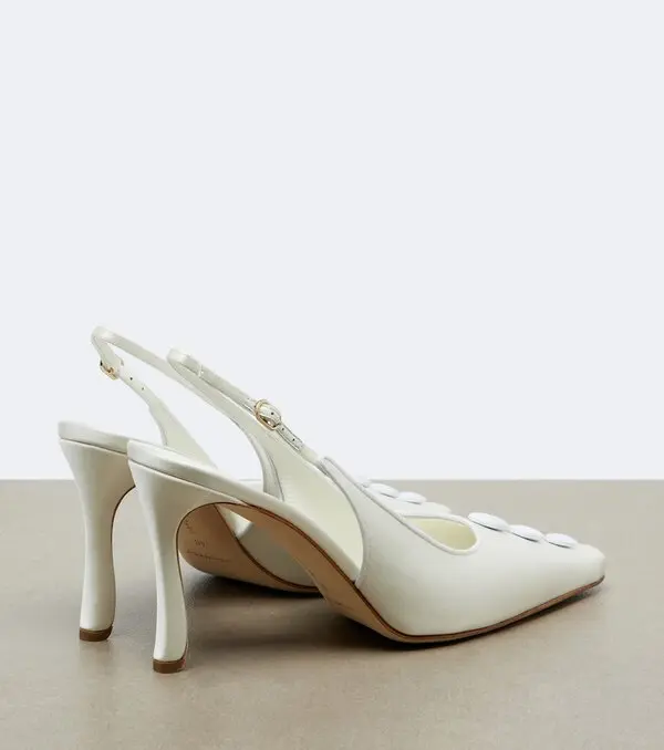 Manolo Blahnik Alexa Satin Slingback Pumps - White