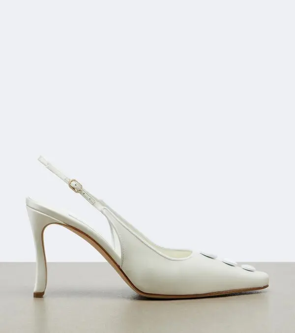 Manolo Blahnik Alexa Satin Slingback Pumps - White