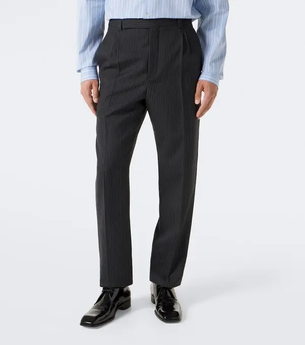 Saint Laurent Pinstripe Wool Straight Leg Trousers