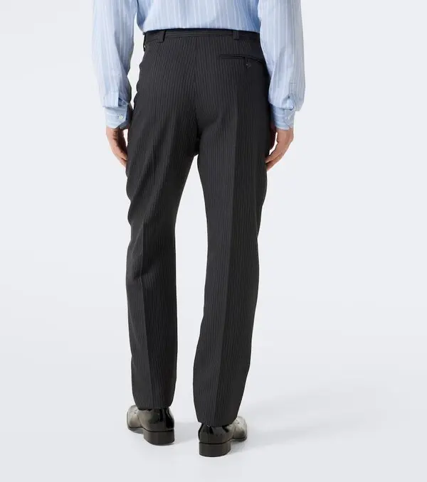 Saint Laurent Pinstripe Wool Straight Leg Trousers