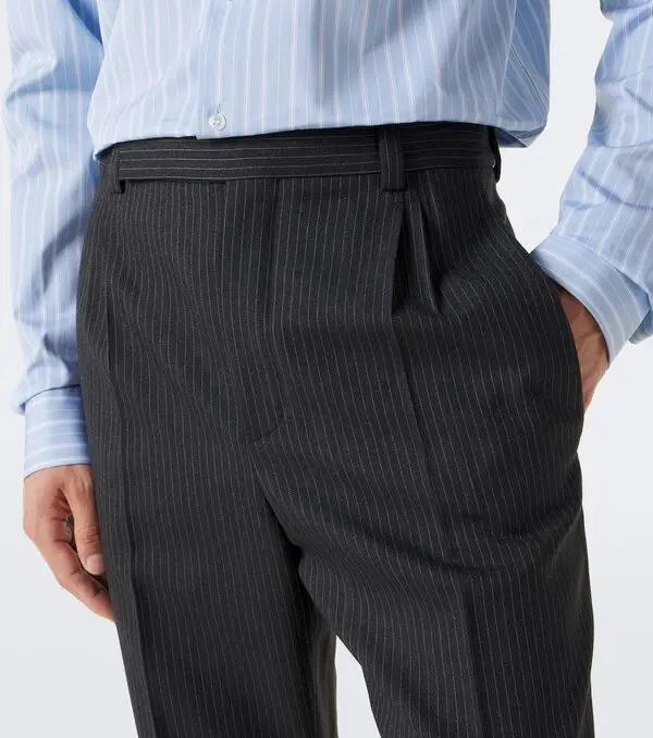 Saint Laurent Pinstripe Wool Straight Leg Trousers