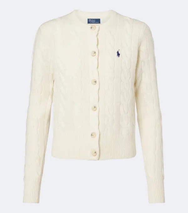 Polo Ralph Lauren Cable-knit Wool And Cashmere Cardigan - White