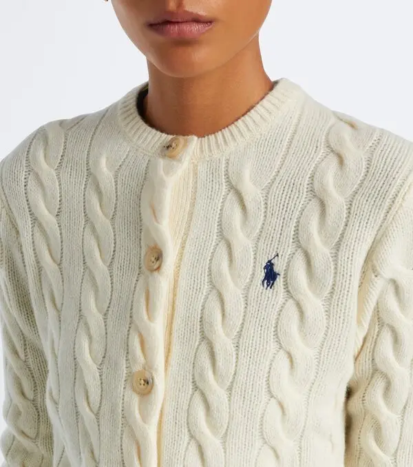 Polo Ralph Lauren Cable-knit Wool And Cashmere Cardigan - White