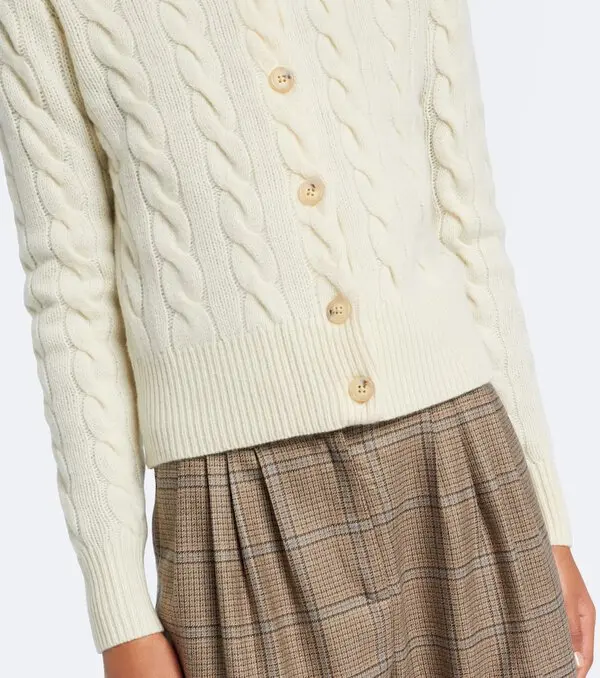 Polo Ralph Lauren Cable-knit Wool And Cashmere Cardigan - White