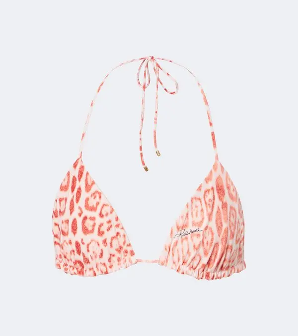 Roberto Cavalli Leopard-print Triangle Bikini Top - Pink