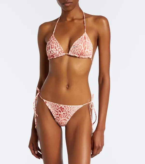 Roberto Cavalli Leopard-print Triangle Bikini Top
